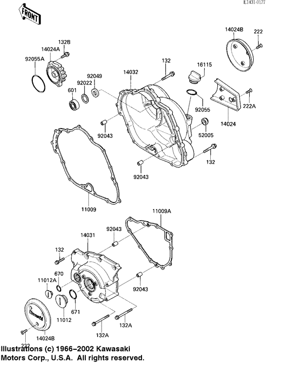 Engine covers for 1986 Kawasaki KLF300 Bayou 300 (N) | USA sales region ...
