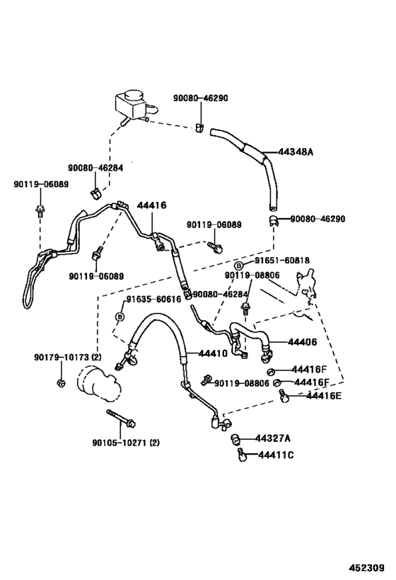 Power Steering Tube для Toyota AVENSIS ZZT221, год: 2000 - 2003. OEM ...