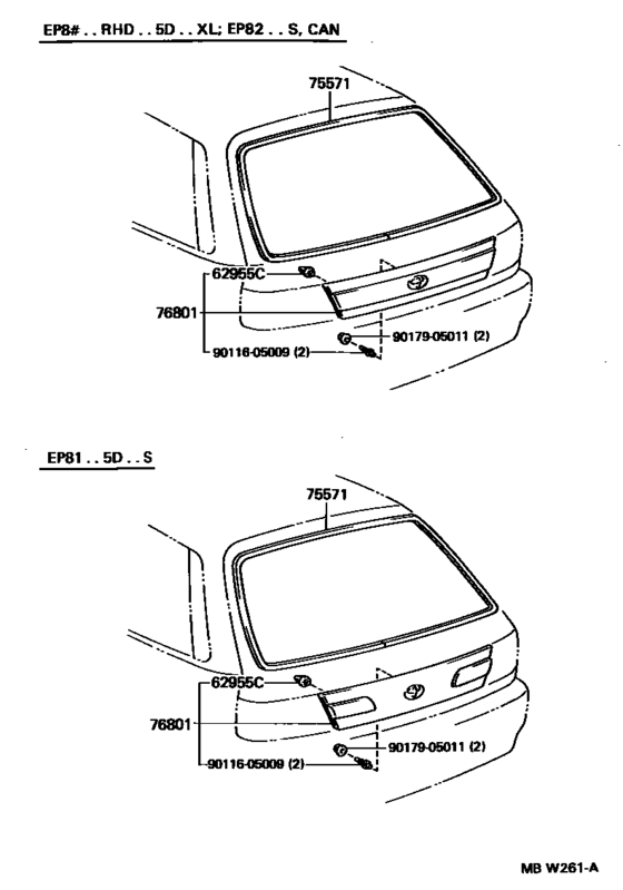 Rear Moulding for 1989 - 1998 Toyota STARLET EP81 | General sales ...