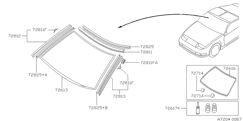 Front windshield for 1998 - 2012 Nissan FAIRLADY Z Z32 | Japan sales ...