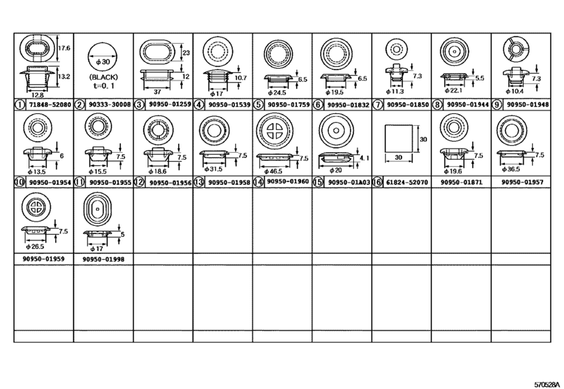 Hole Plug for 2011 - 2017 Toyota AQUA NHP10 | Japan sales region ...