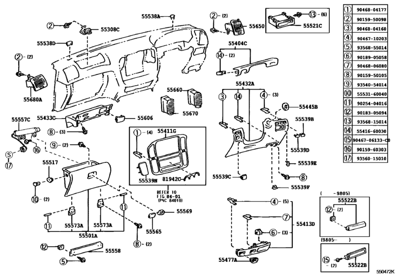 Instrument Panel & Glove Compartment for 1998 - 2003 Toyota LAND ...
