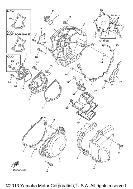 Crankcase cover for 2009 Yamaha YZF-R1 | USA sales region, , 14582061 ...