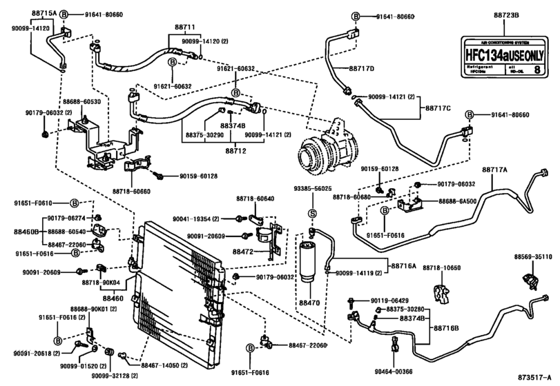 Heating & Air Conditioning - Cooler Piping for 1999 - 2006 Toyota LAND ...