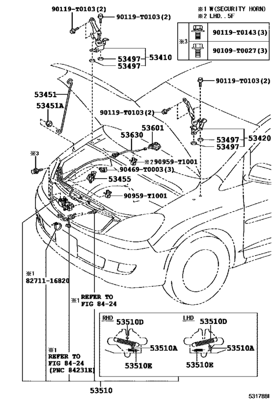 Hood Lock & Hinge for 2004 - 2011 Toyota INNOVA/ KIJANG/ REVO/ UNSER ...