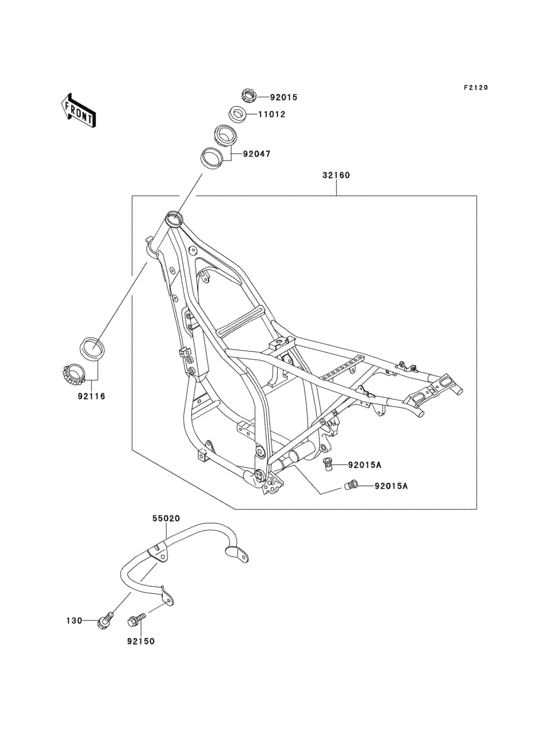 Frame for 1996 Kawasaki KLX650 | USA sales region, , 14234803-803742