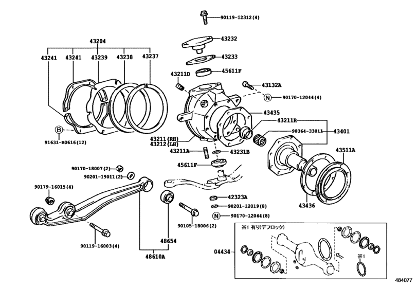 Front Axle Arm & Steering Knuckle for 2014 - 2015 Toyota LAND CRUISER ...