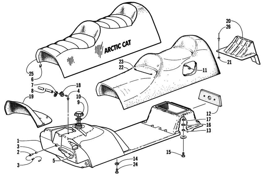 Gas tank and seat assembly for 2000 Arctic Cat PANTHER PANTHER (N ...