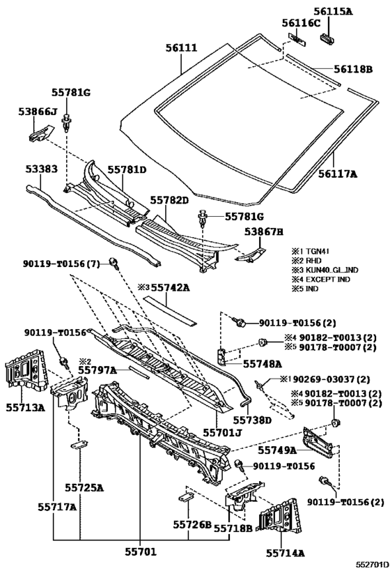 Cowl Panel & Windshield Glass for 2011 - 2016 Toyota INNOVA/ KIJANG ...
