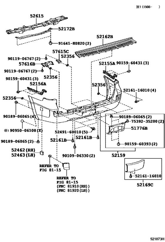 Rear Bumper & Bumper Stay for 2015 - 2018 Toyota LAND CRUISER URJ200 ...