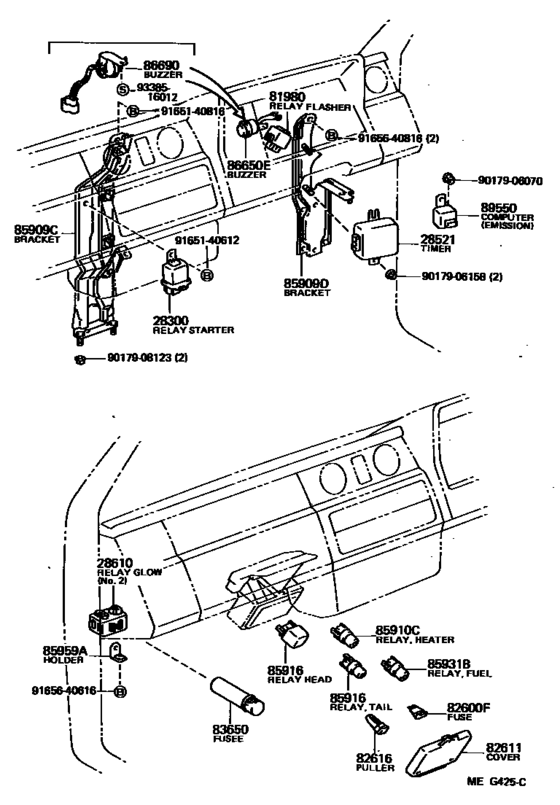 Switch & Relay & Computer for 1985 - 1987 Toyota HIACE TRUCK YH80 ...