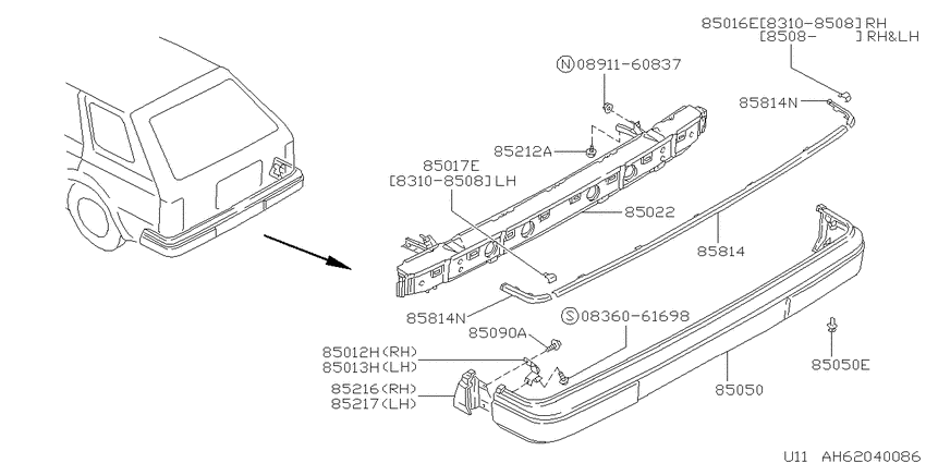 Rear bumper for 1985 - 2012 Nissan BLUEBIRD U11 | Japan sales region ...