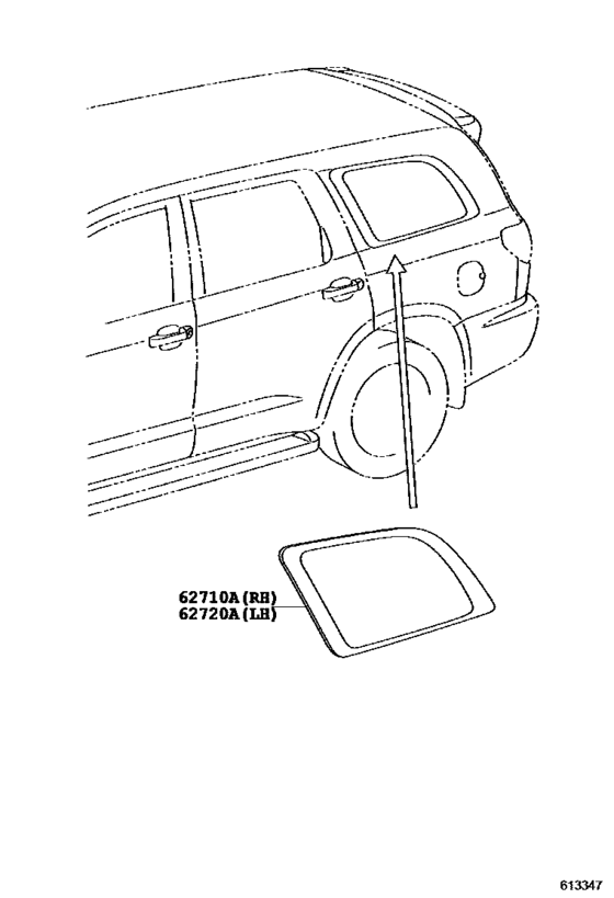 Side Window for 2008 - 2016 Toyota SEQUOIA USK60 | General sales region ...