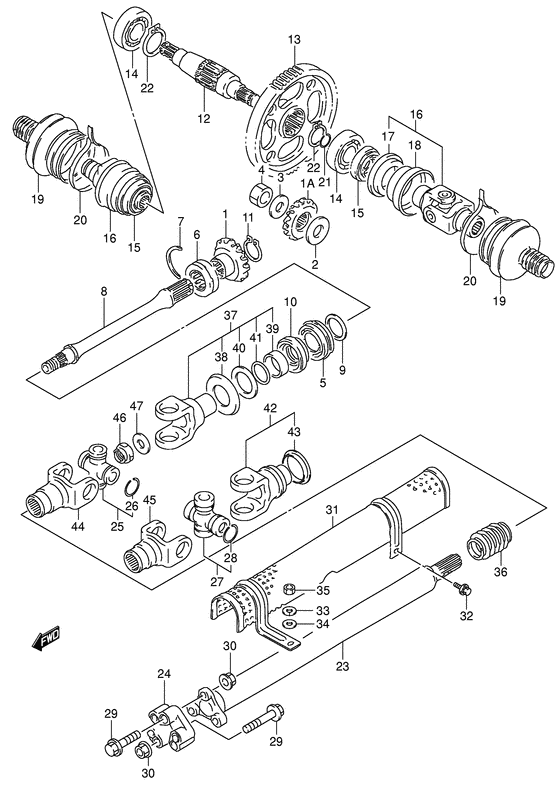 Secondary gear - propeller shaft for 2004 Suzuki LT-F300F LT-F300F ...