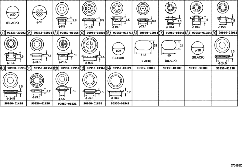 Hole Plug for 2005 - 2014 Toyota AYGO KGB10 | Europe sales region ...
