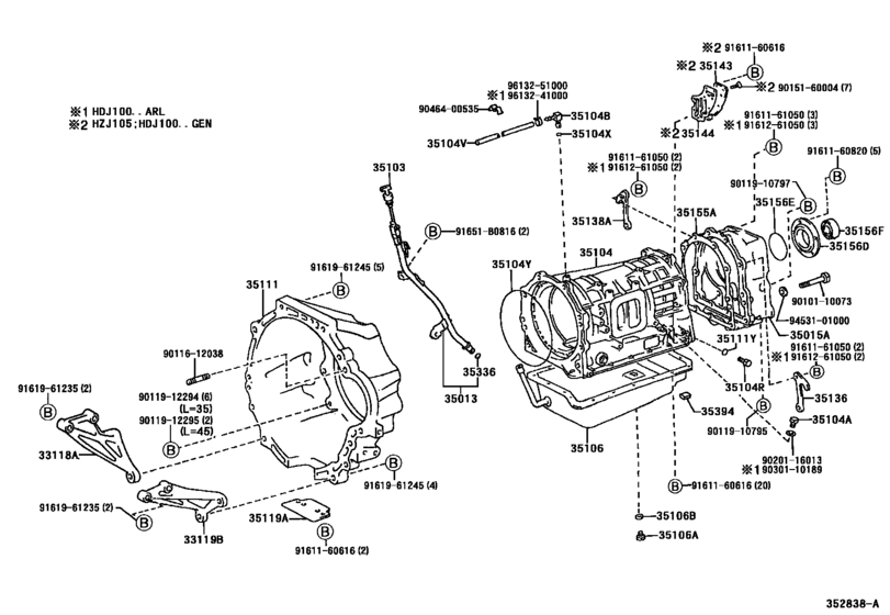 Transmission Case & Oil Pan (Atm) for 1998 - 2002 Toyota LAND CRUISER ...