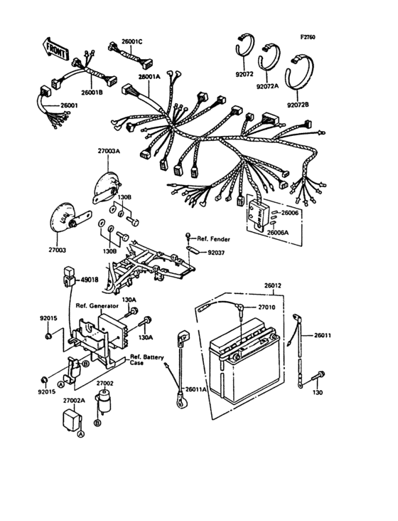 Electrical equipment for 1991 Kawasaki ZX400 | Spain sales region ...