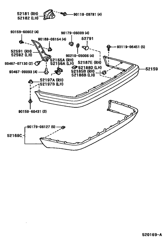 Rear Bumper & Bumper Stay for 1995 - 1999 Toyota COROLLA EE110 ...
