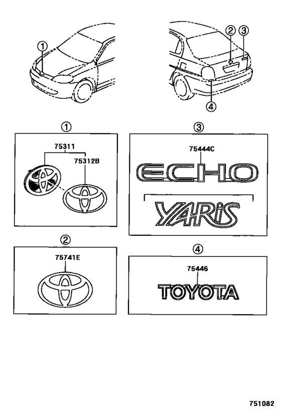 Emblem & Name Plate (Exterior & Interior) for 1999 - 2006 Toyota YARIS ...