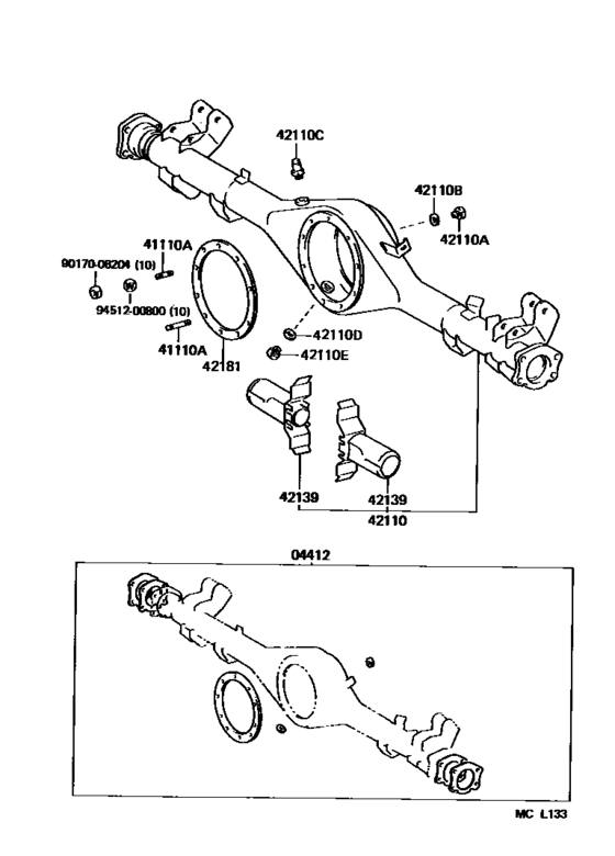 Rear Axle Housing & Differential for 1992 - 1994 Toyota STARLET EP82 ...