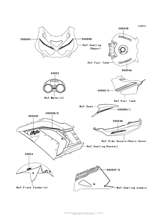 Decals (Black)(Fdfa) for 2013 Kawasaki ZX1400 | USA sales region ...