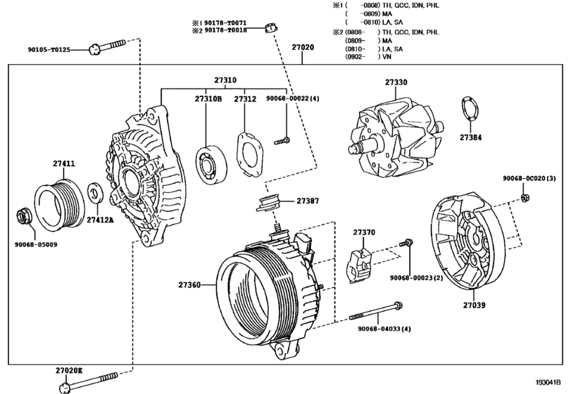 Alternator for 2005 - 2011 Toyota FORTUNER TGN61 | General sales region ...