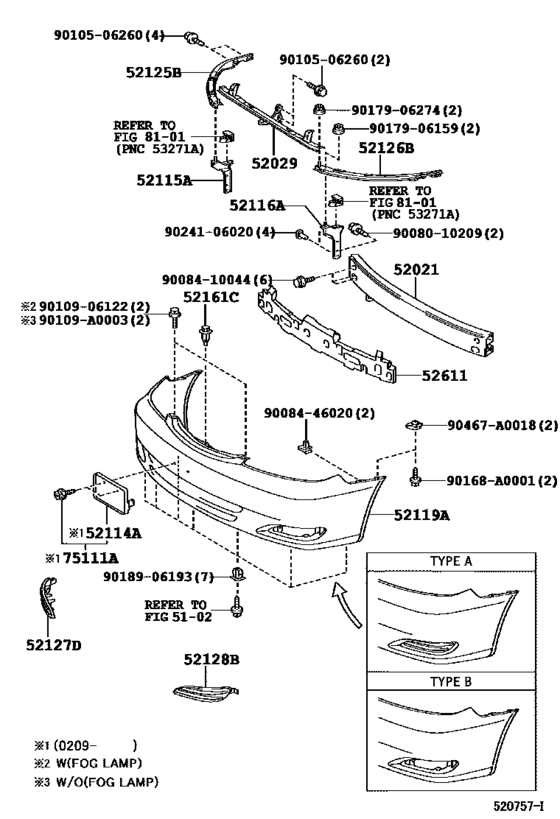 Front Bumper & Bumper Stay for 2001 - 2004 Toyota CAMRY/ VISTA/ AURION ...