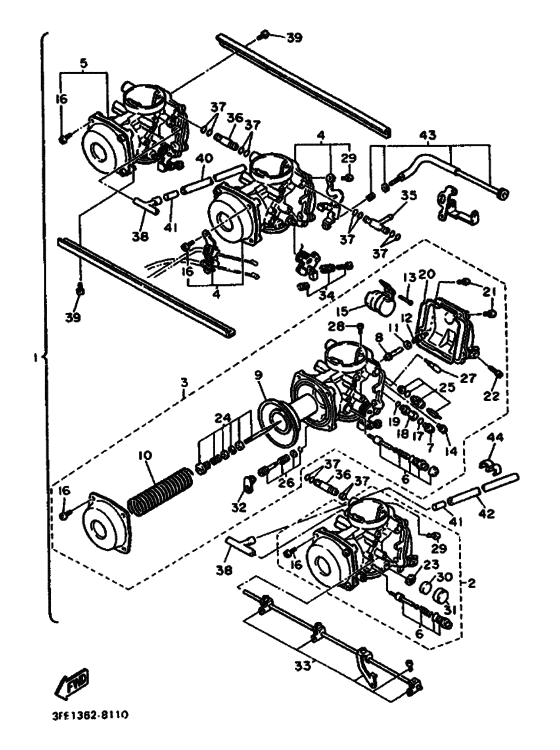 Carburetor for 1988 Yamaha FZR1000 | Europe (020) sales region, Silky ...