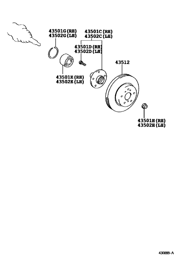 Front Axle Hub for 2002 - 2004 Toyota VOLTZ ZZE136 | Japan sales region ...