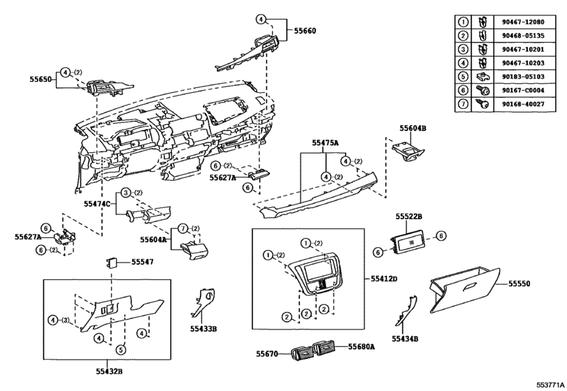 Instrument Panel & Glove Compartment for 2016 - 2018 Toyota VIOS NSP151 ...