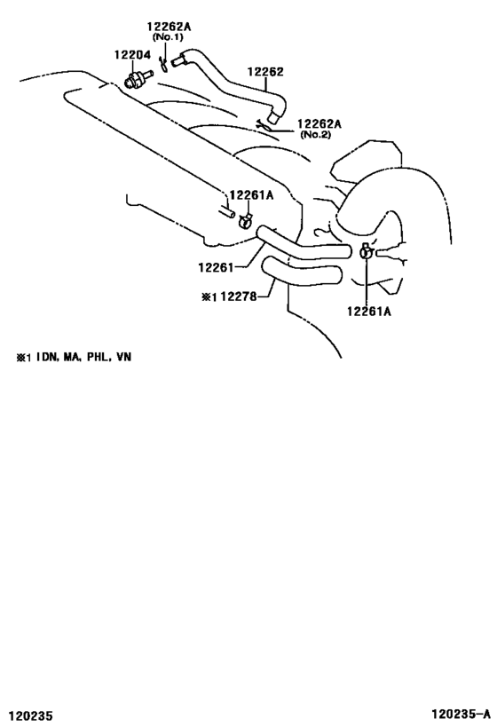 Ventilation Hose for 2004 - 2006 Toyota CAMRY/ VISTA/ AURION ACV30 ...