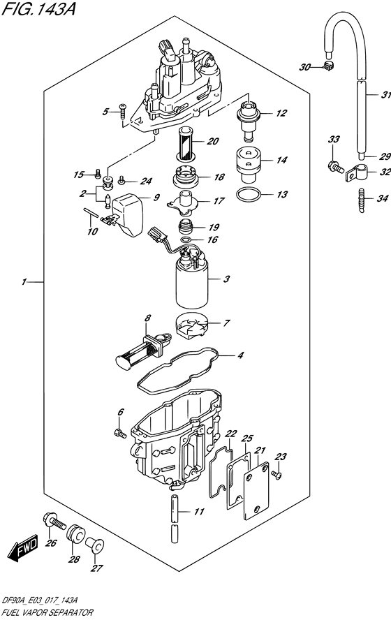 Fuel vapor separator for 2017 Suzuki DF90A | U.S.A. (P03) sales region ...