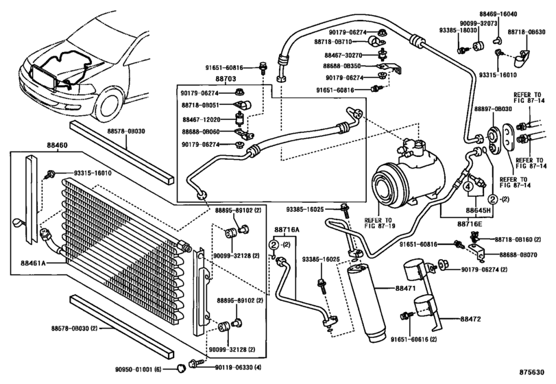 Heating & Air Conditioning - Cooler Piping for 2000 - 2004 Toyota ...