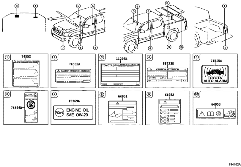 Caution Plate for 2015 - 2017 Toyota TACOMA GRN305 | U.S.A. sales ...