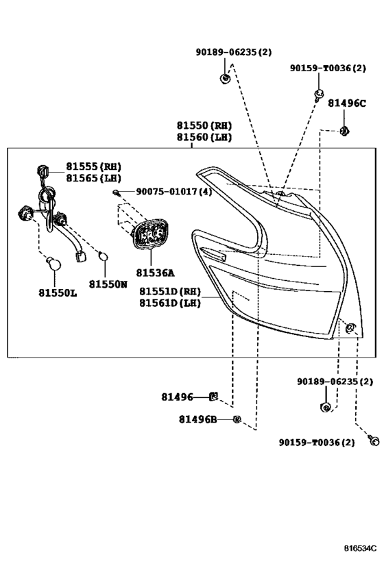 Rear Combination Lamp for 2013 - 2017 Toyota YARIS/ ECHO/ VIOS/ LIMO ...