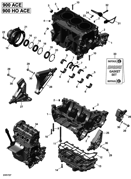 01- Engine Block - 900-900 Ho Ace for 2017 Bombardier #2017_GTI-GTR-GTS ...