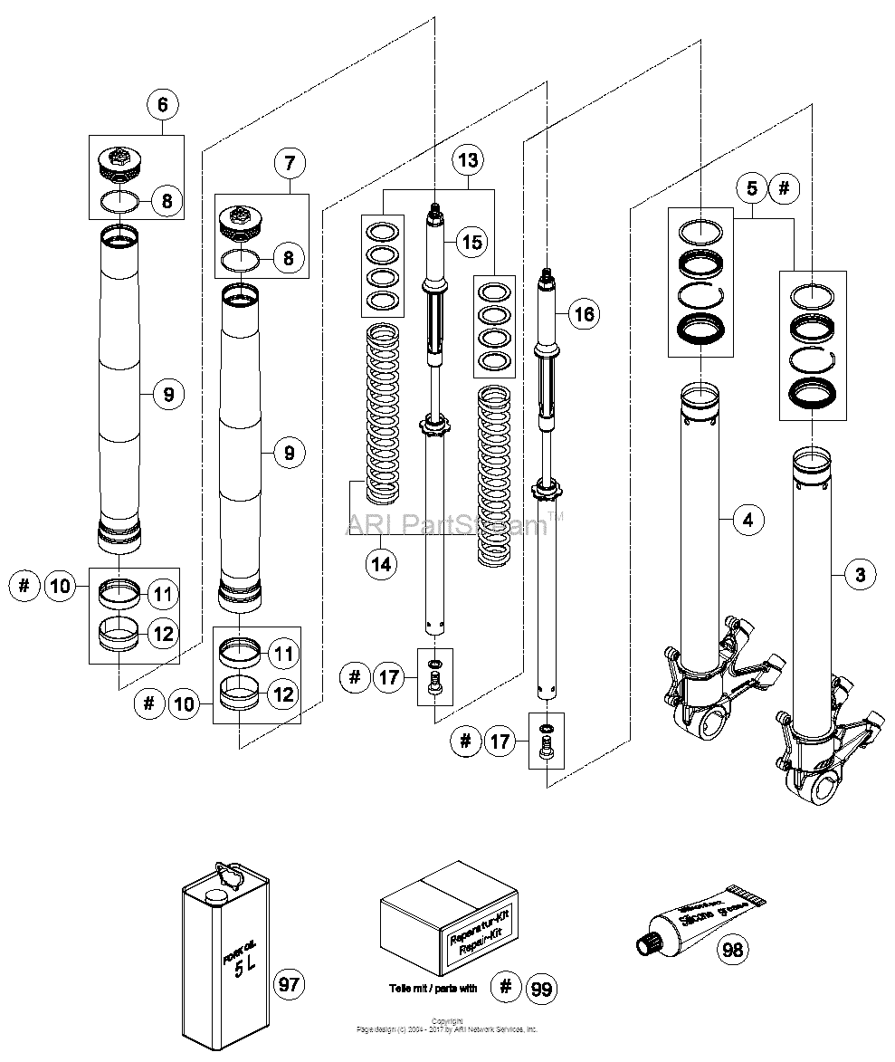 Front Fork Disassembled for 2016 KTM 1290 | US/EU sales region ...