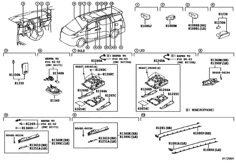 Interior Lamp для Toyota ALPHARD/ VELLFIRE GGH30, год: 2015 - 2018. OEM ...