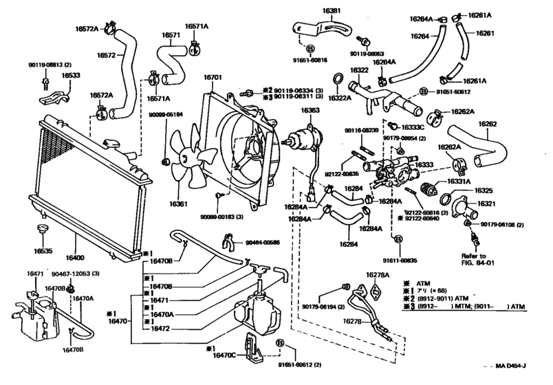 Radiator & Water Outlet for 1989 - 1996 Toyota STARLET EP82 | Japan ...