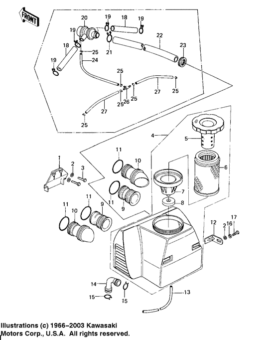 Air cleaner for 1978 Kawasaki KZ650 | USA sales region, , 10430120-684121