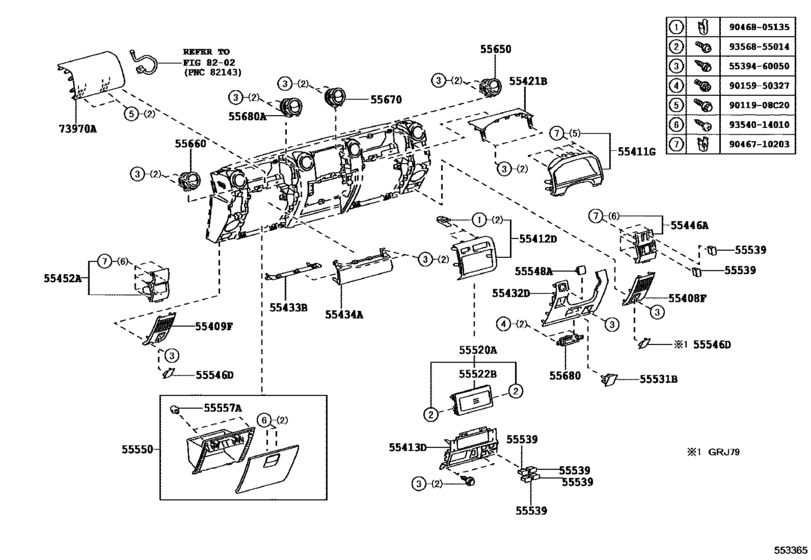 Instrument Panel & Glove Compartment for 2014 - 2015 Toyota LAND ...