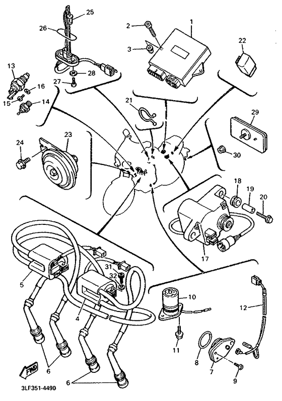 Electrical 1 for 1994 Yamaha FZR1000 | France (999) sales region ...
