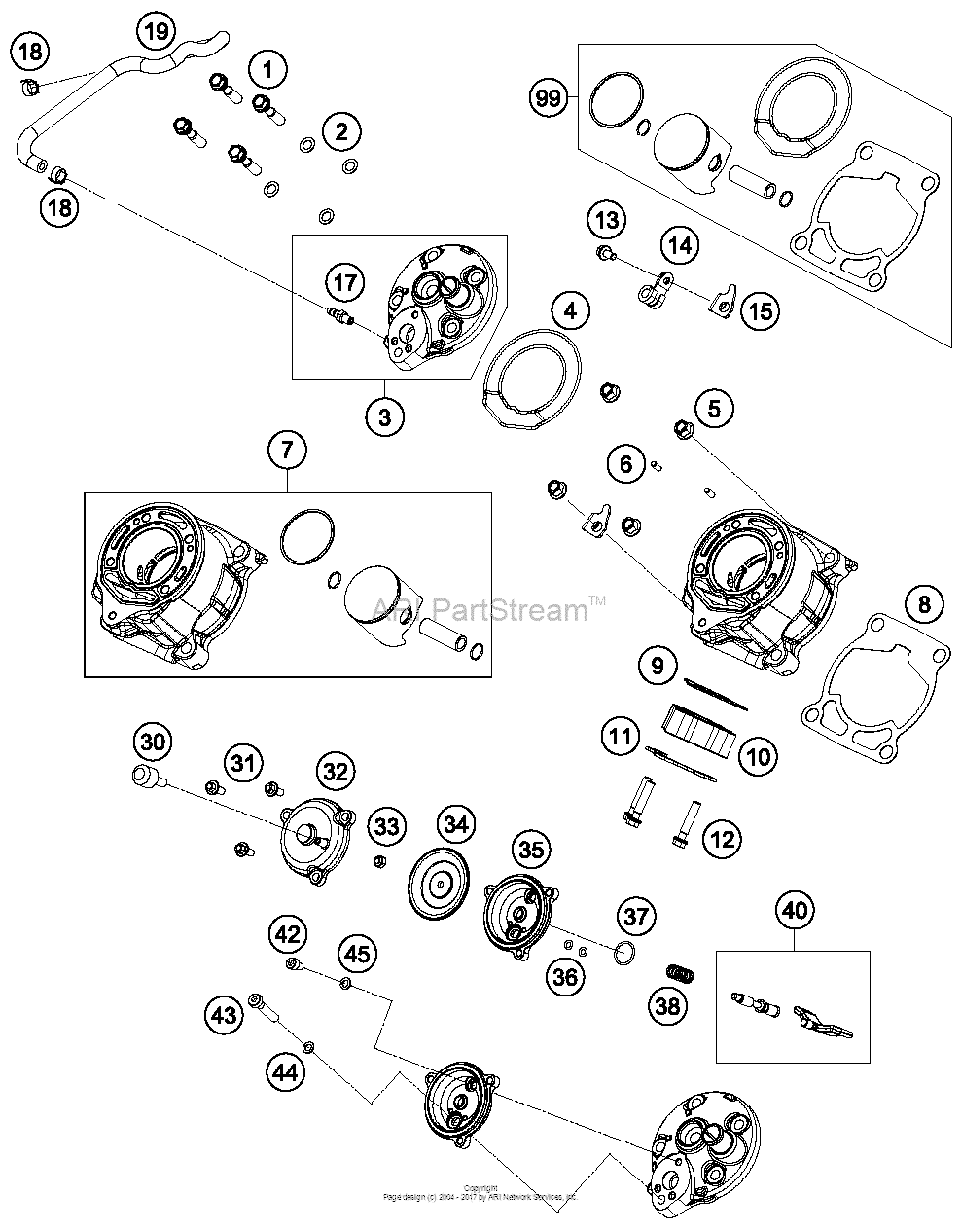 Cylinder, Cylinderhead для KTM 65, год: 2016. OEM запчасти - Мегазип ...