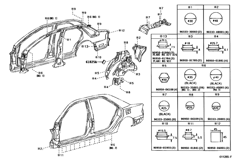 Side Member for 2000 - 2004 Toyota MARK 2 GX110 | Japan sales region ...