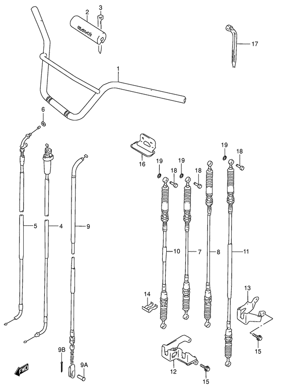 Handlebar - cable for 2004 Suzuki LT-F300F LT-F300F (KingQuad 300) | US ...