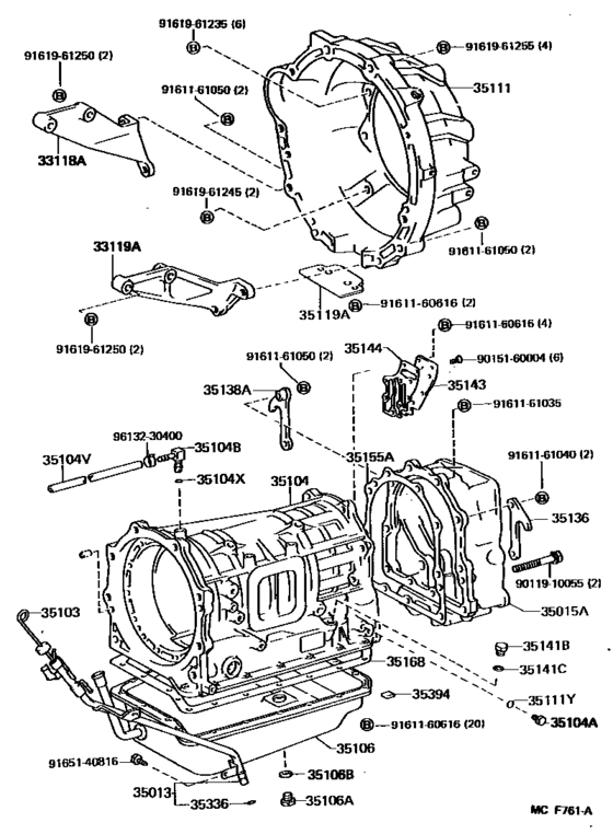 Transmission Case & Oil Pan (Atm) for 1987 - 1990 Toyota LAND CRUISER ...