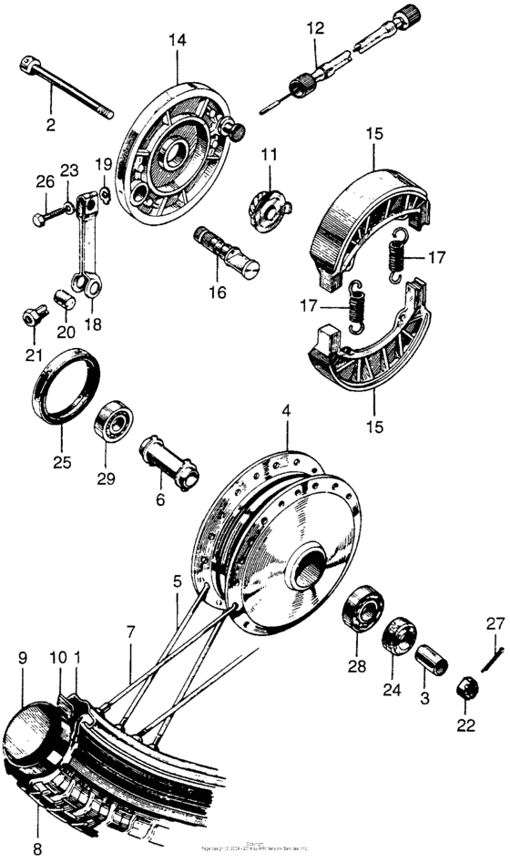 Front wheel for 0000 Honda C70 C70 (CUB) | USA sales region, , 13581153 ...