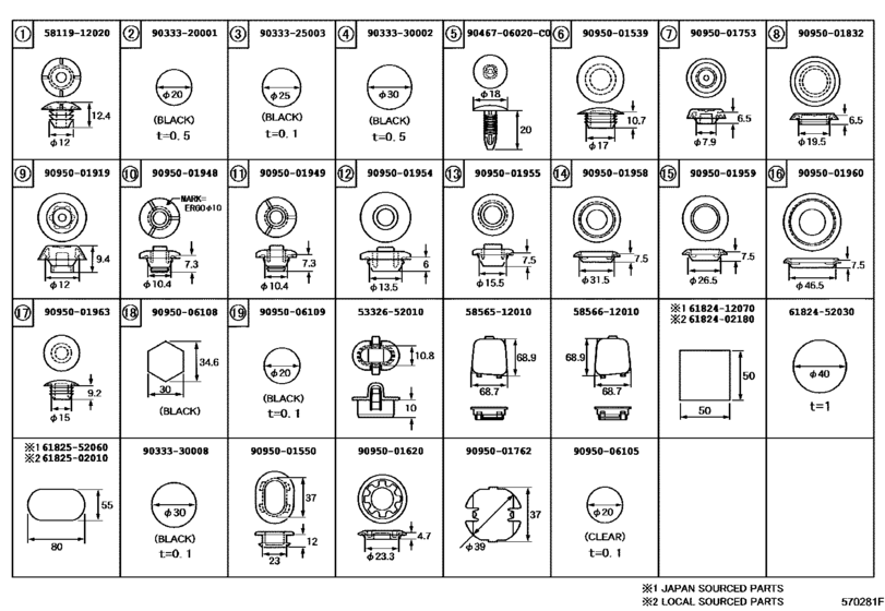 Hole Plug for 2007 - 2014 Toyota COROLLA ADE150 | General sales region ...