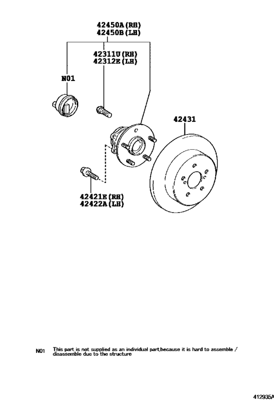 Rear Axle Shaft & Hub for 2008 - 2011 Toyota COROLLA ZZE142 | General ...