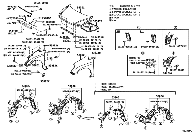 Hood & Front Fender for 2005 - 2012 Toyota INNOVA/ KIJANG/ REVO/ UNSER ...